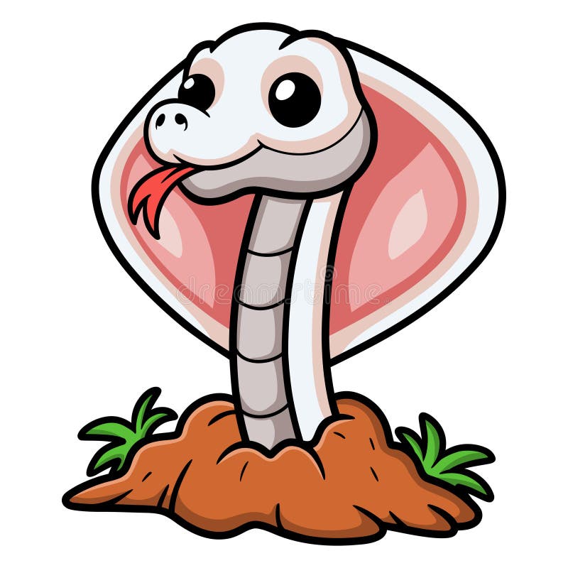 Cute Leucistic Cobra Snake Cartoon Out from Hole Stock Vector ...