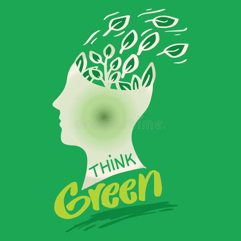 Think Green Hand Lettering. Stock Illustration - Illustration of print ...