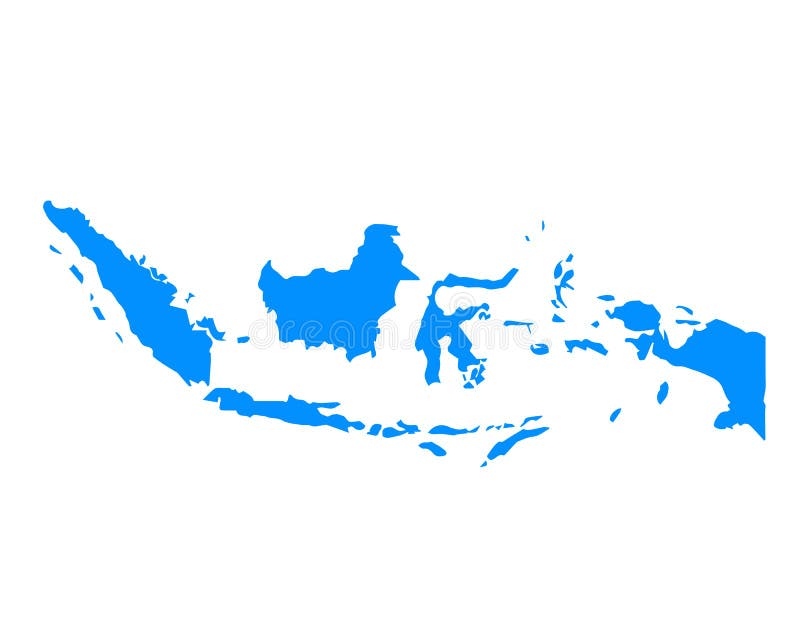 Blue Coloured Map Design on Country Indonesia Isolated on White ...