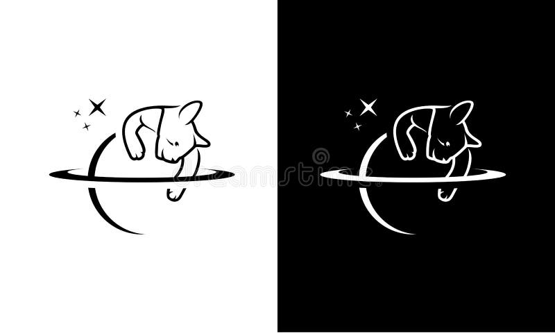 Line Art Planet Cat Logo Minimalist Stock Vector - Illustration of line ...