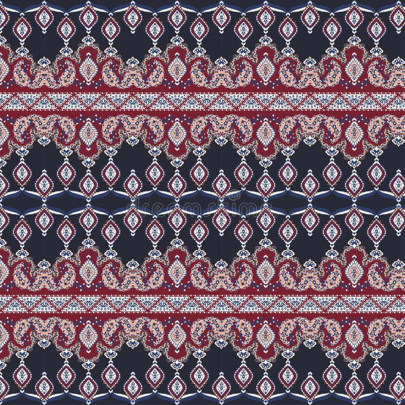 Paisley Stripe Seamless Pattern. Ethnic Floral Wallpaper. Decorative ...