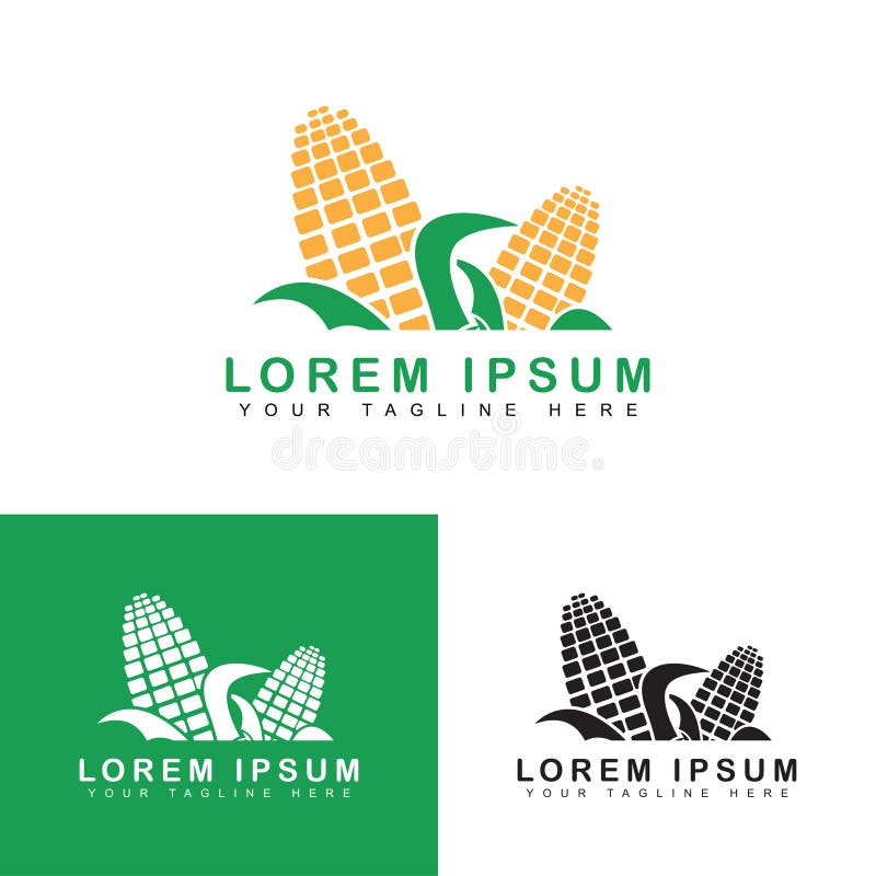 Corn Logo Design Illustration Vector in Flat Style. Corn Farm Icon ...