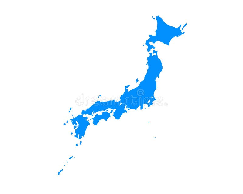 Blue Coloured Map Design on Country Japan Isolated on White Background ...