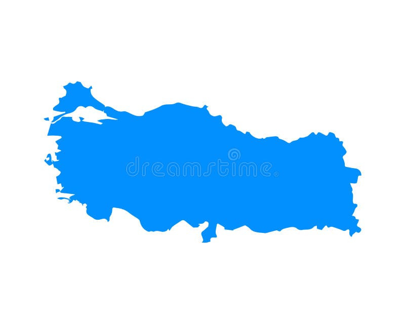 Blue Coloured Map Design on Country Turkey Isolated on White Background ...
