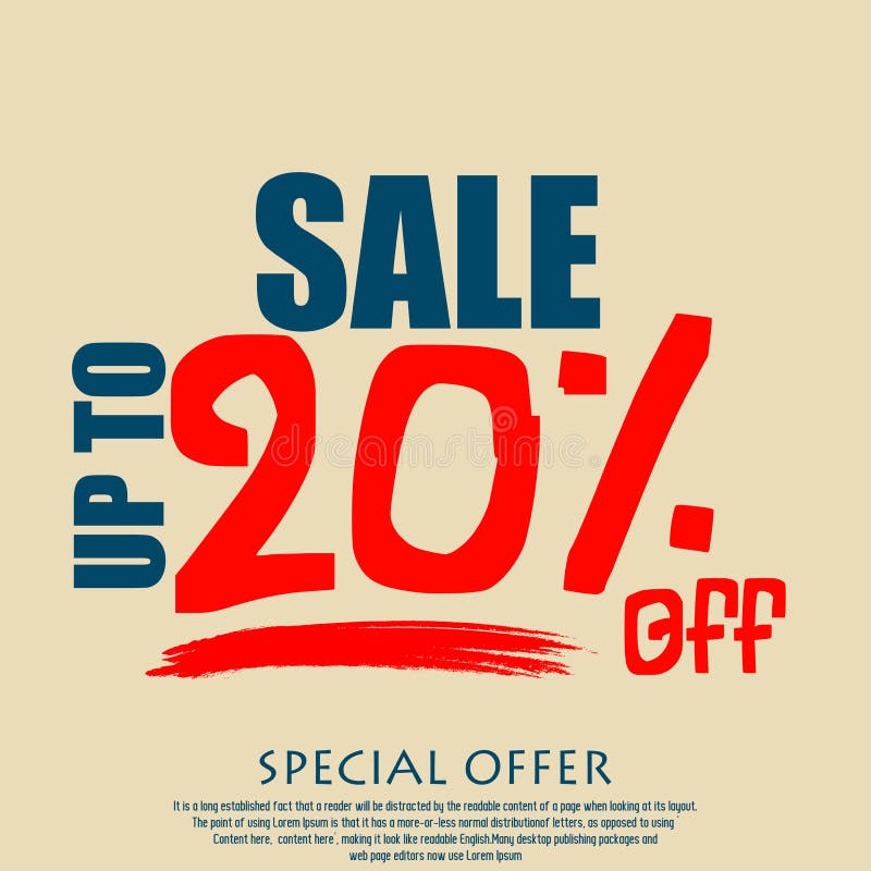 Discount with the Price is 20 Percent Off Funny Red Color Typography ...