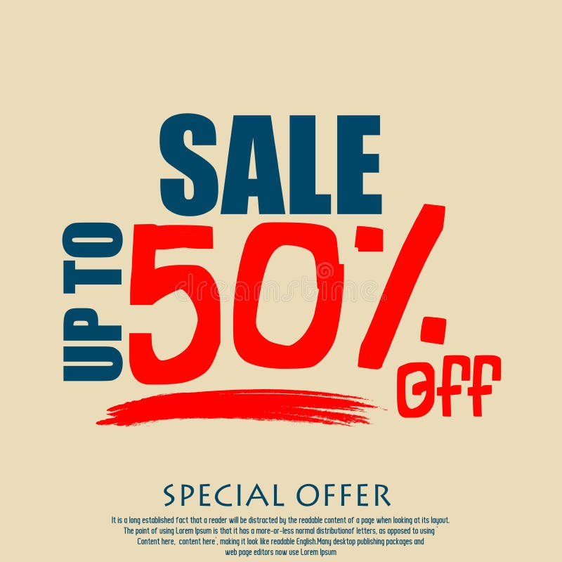 Discount with the Price is 50 Percent Off Funny Red Color Typography ...