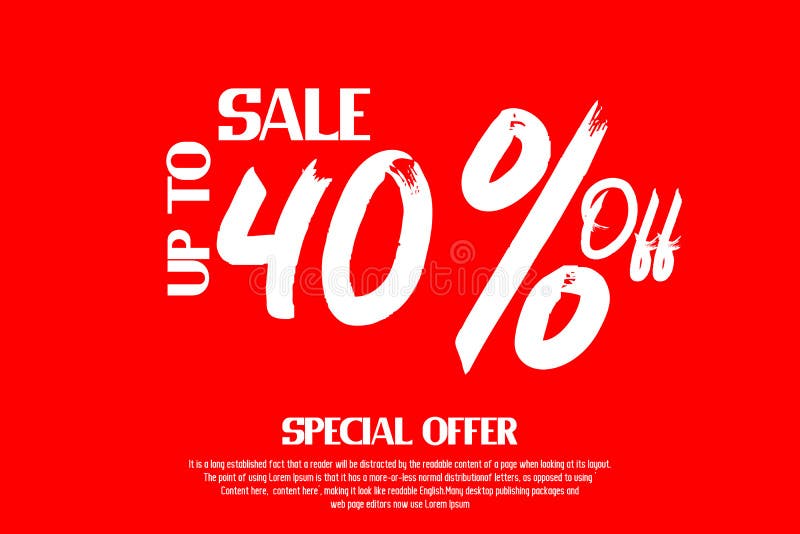 Discount with the Price is 40 Percent Off Brush Typography Red Color ...
