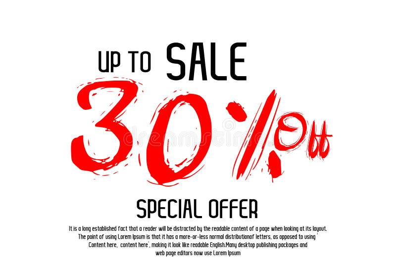 Discount with the Price is 30 Percent Off Red Color Brush Text Stock ...