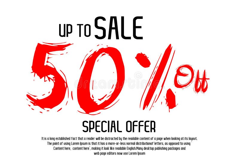 Discount with the Price is 50 Percent Off Red Color Brush Text Stock ...