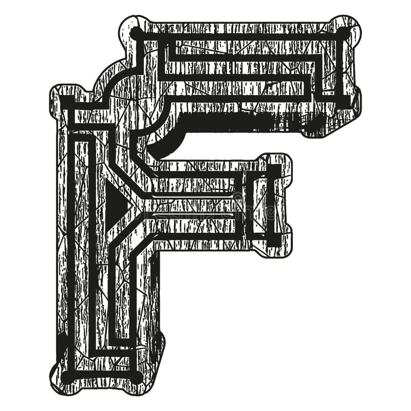 Decorative Ancient Letter on White Background. Art Font Illustration ...