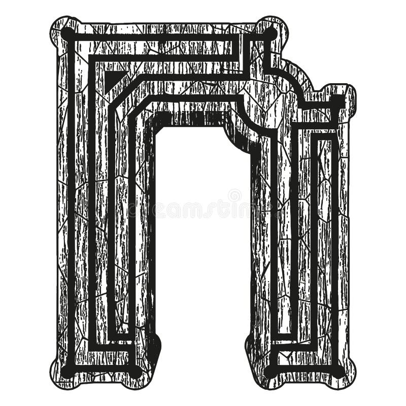 Decorative Ancient Uppercase Letter in Grunge Style.Vector Art Font ...