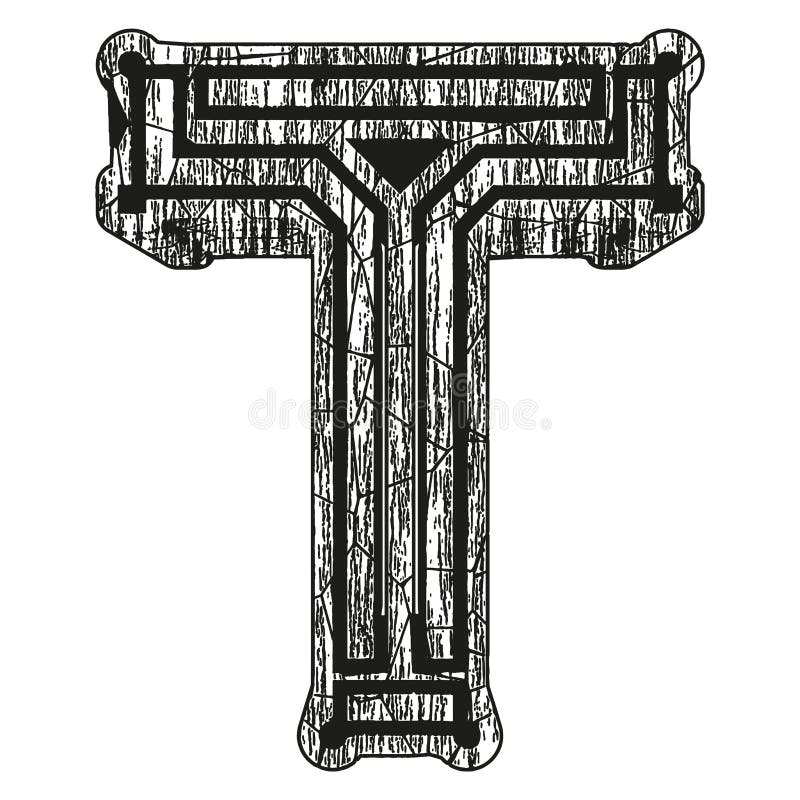 Decorative Ancient Letter on White Background. Art Font Illustration ...