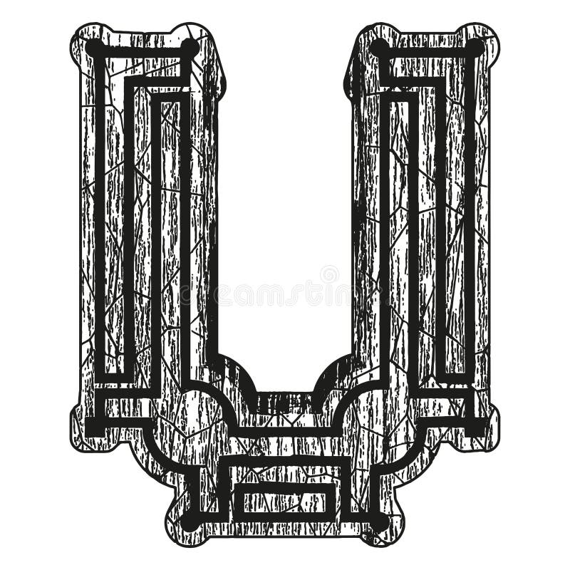 Decorative Ancient Letter on White Background. Art Font Illustration ...