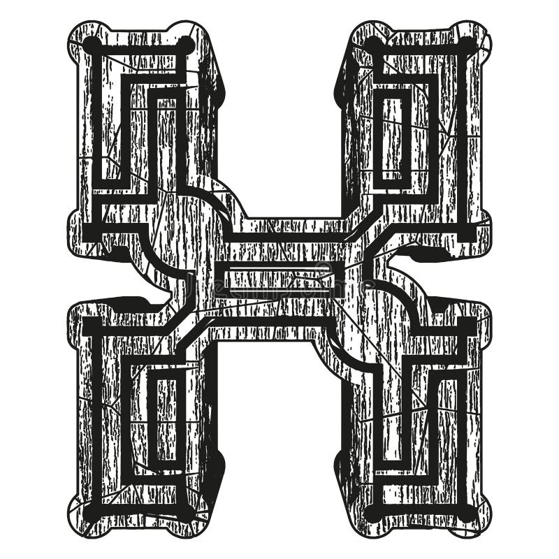 Decorative Ancient Letter on White Background. Art Font Illustration ...