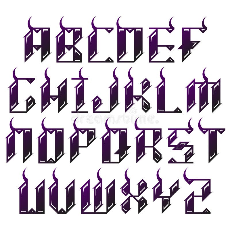 Modern Gothic Decorative Font. Medieval Vector Alphabet. Stock ...