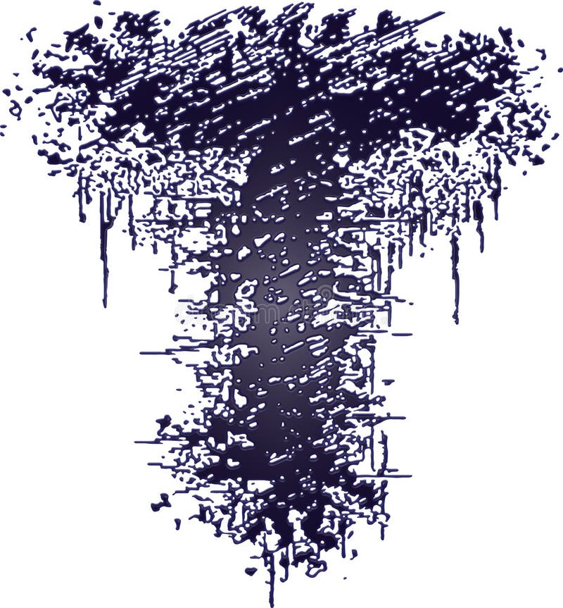 Decorative Letter with Spilled Ink Effect. Custom Font Illustration ...