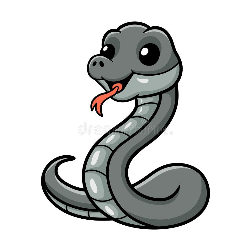 Cute Black Mamba Snake Cartoon Stock Vector - Illustration of design ...