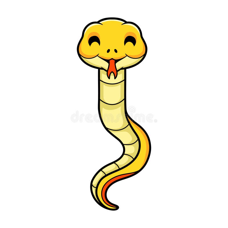 Cute Yellow Insularis Snake Cartoon Stock Vector - Illustration of ...