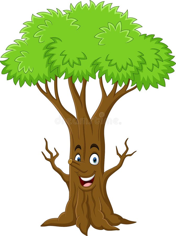 Cartoon Funny Tree Character on White Background Stock Vector ...