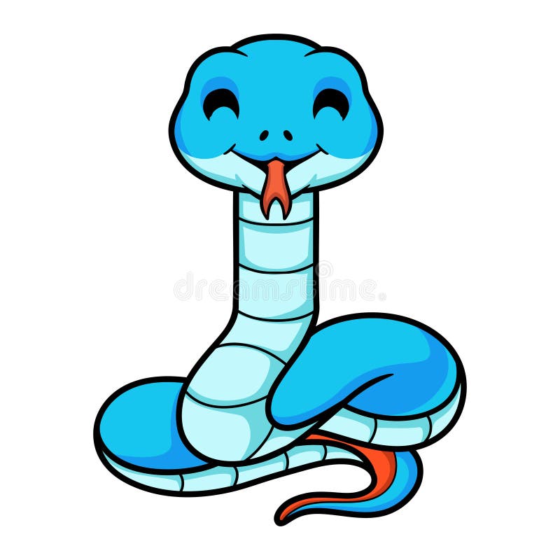 Cute Blue Snake Viper Cartoon Stock Vector - Illustration of design ...