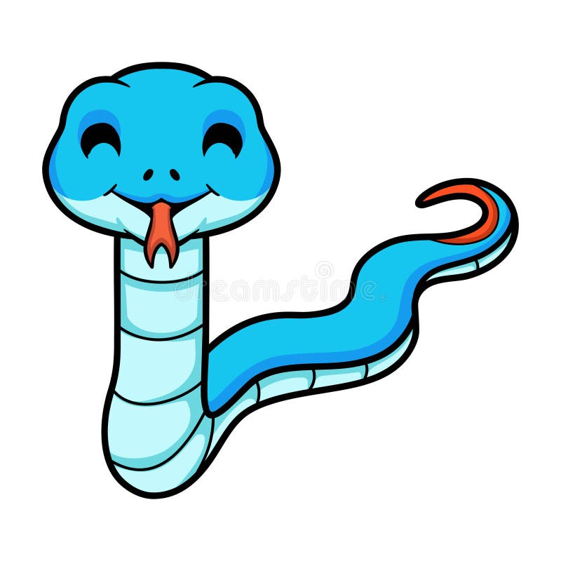 Cute Blue Snake Viper Cartoon Stock Vector - Illustration of character ...