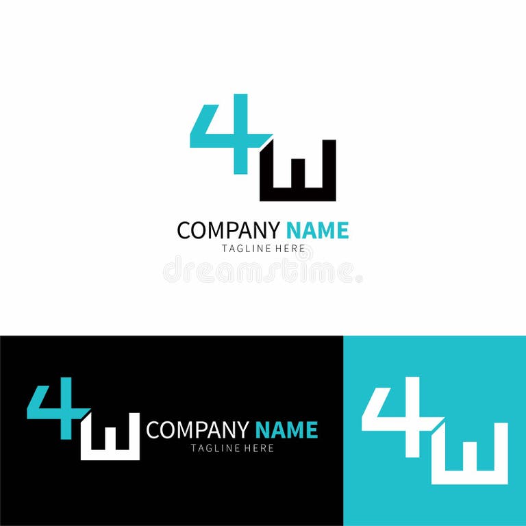Letter 4W Logo Design Template Stock Vector - Illustration of sign ...