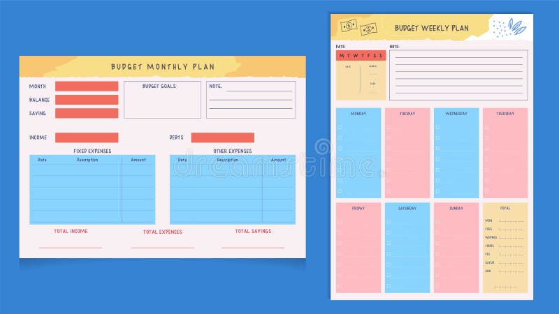 Flat Design Budget Planner Template, Financial Planner, Planning Notes ...