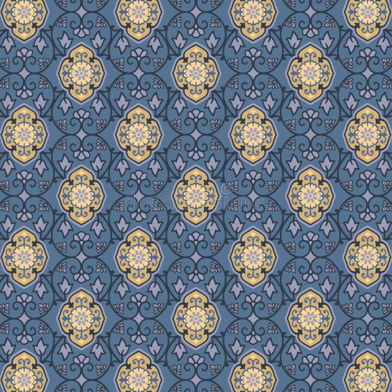 Damask Pattern with Flowers and Vintage Tapestry Motifs, Perfect for ...