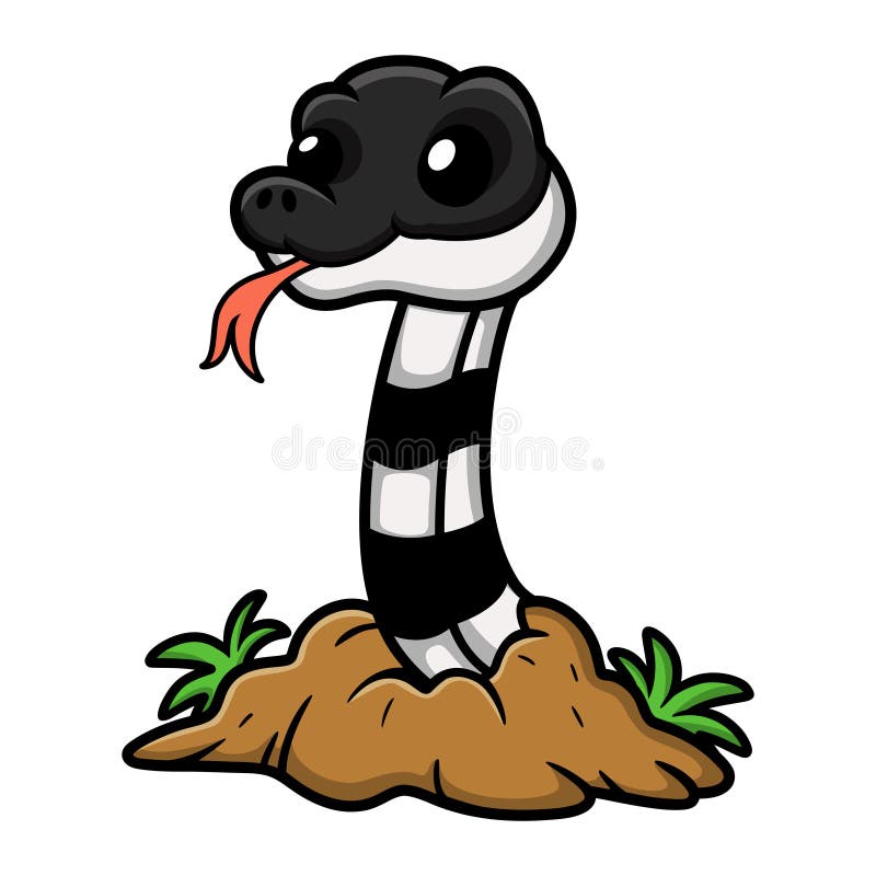 Cute Banded Krait Snake Cartoon Out from Hole Stock Vector ...