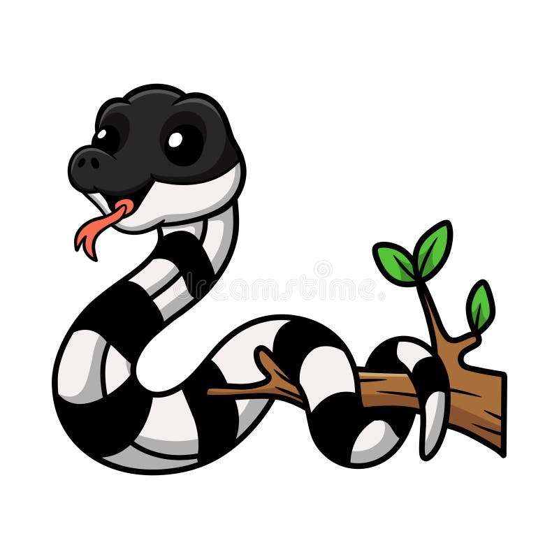 Cute Banded Krait Snake Cartoon on Tree Branch Stock Vector ...