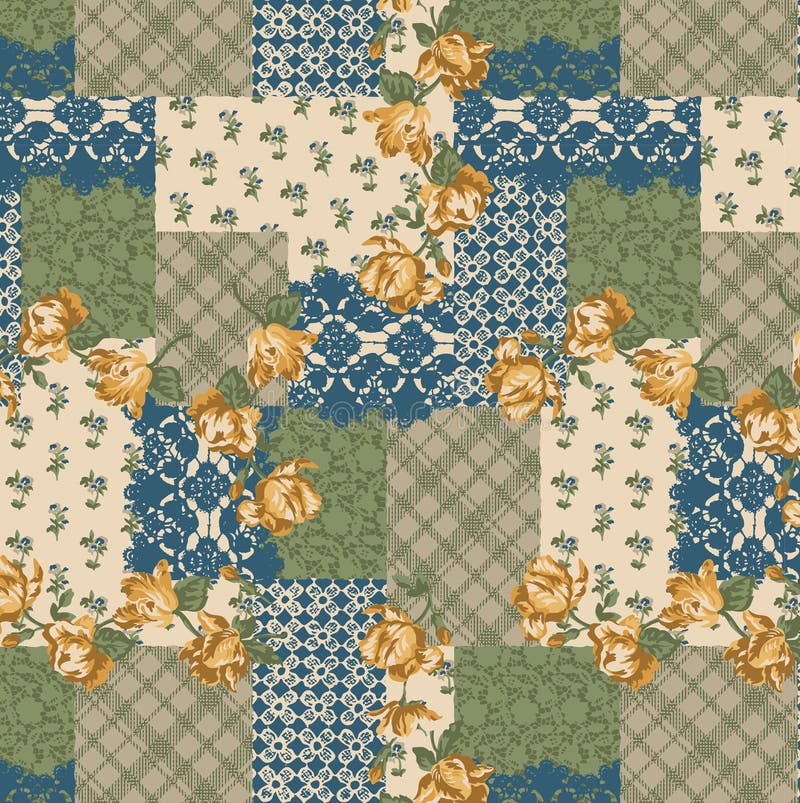 Vector Colorful Abstract Hand Drawn Seamless Patchwork Pattern with ...