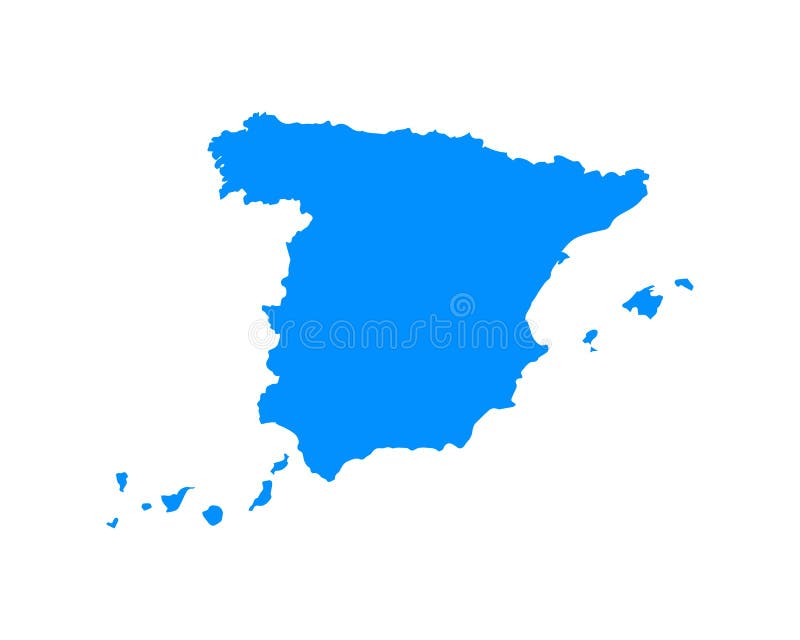 Blue Coloured Map Design on Country Spain Isolated on White Background ...