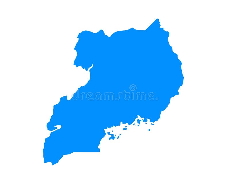 Blue Coloured Map Design on Country Uganda Isolated on White Background ...
