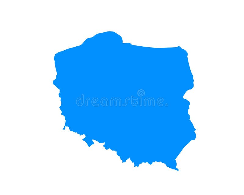 Blue Coloured Map Design on Country Poland Isolated on White Background ...