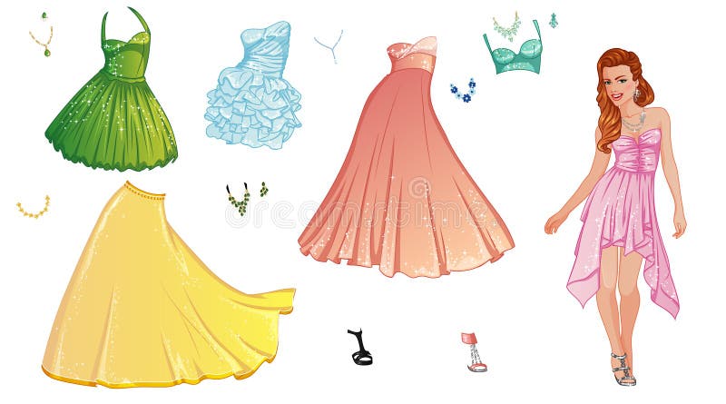Prom Night Paper Doll. Vector Illustration Stock Vector - Illustration ...