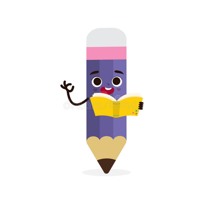 Pencil and book cartoon stock vector. Illustration of cartoon - 25901294