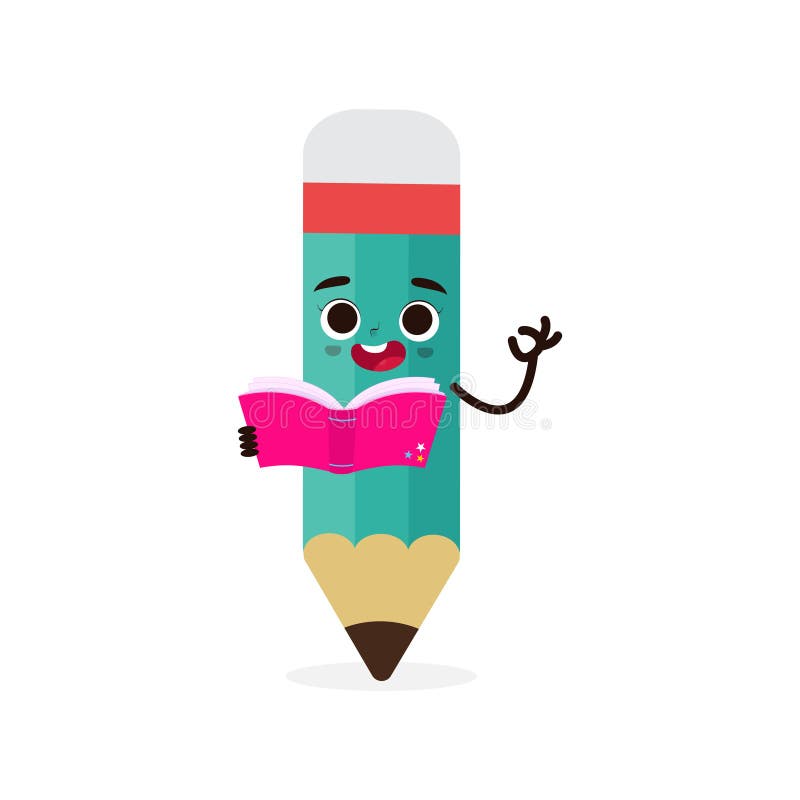 Pencil and book cartoon stock vector. Illustration of cartoon - 25901294