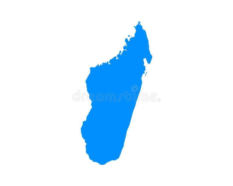 Blue Coloured Map Design on Country Madagascar Isolated on White ...