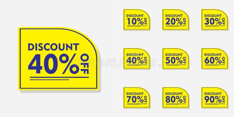 Yellow Sale Discount Set on White Background Vector Illustration Stock ...