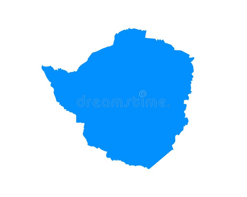 Blue Coloured Map Design on Country Zimbabwe Isolated on White ...