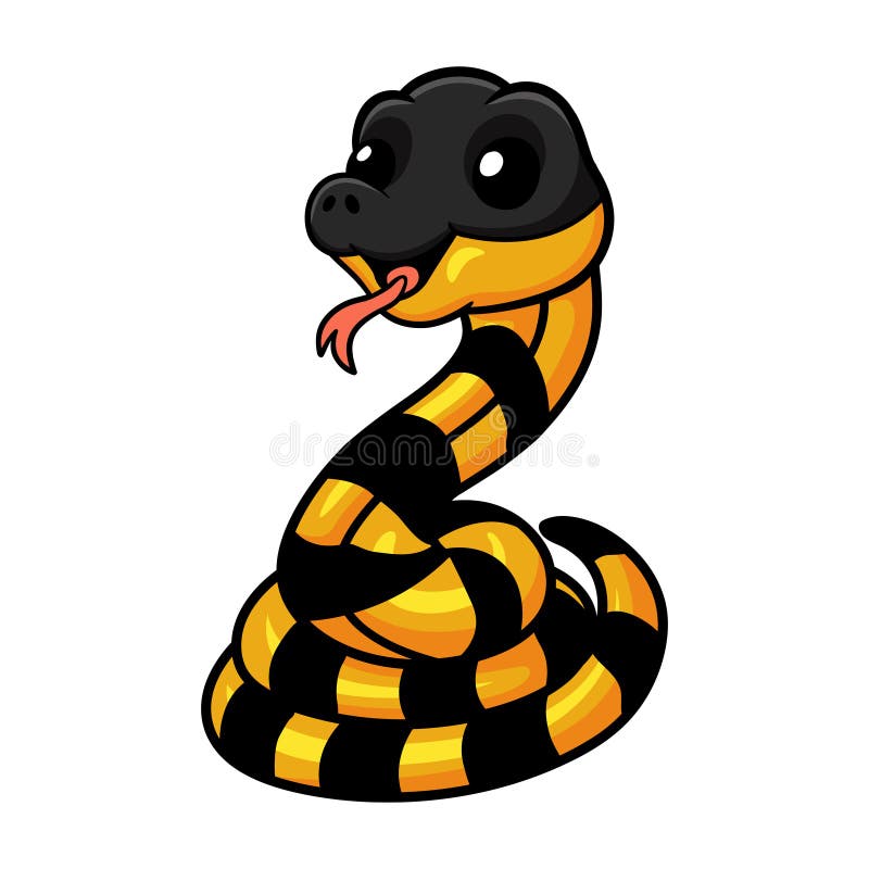 Cute Banded Krait Bungarus Candidus Cartoon Stock Vector - Illustration ...