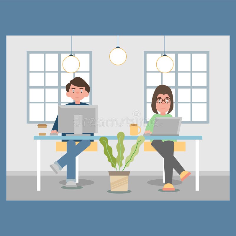 Man and Women Working in Office Vector Design Stock Vector ...