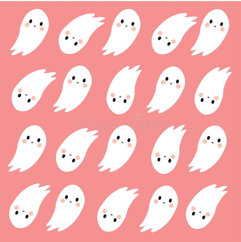 Doodle Cute Ghosts Haloween Seamless Pattern. Background with Simple ...