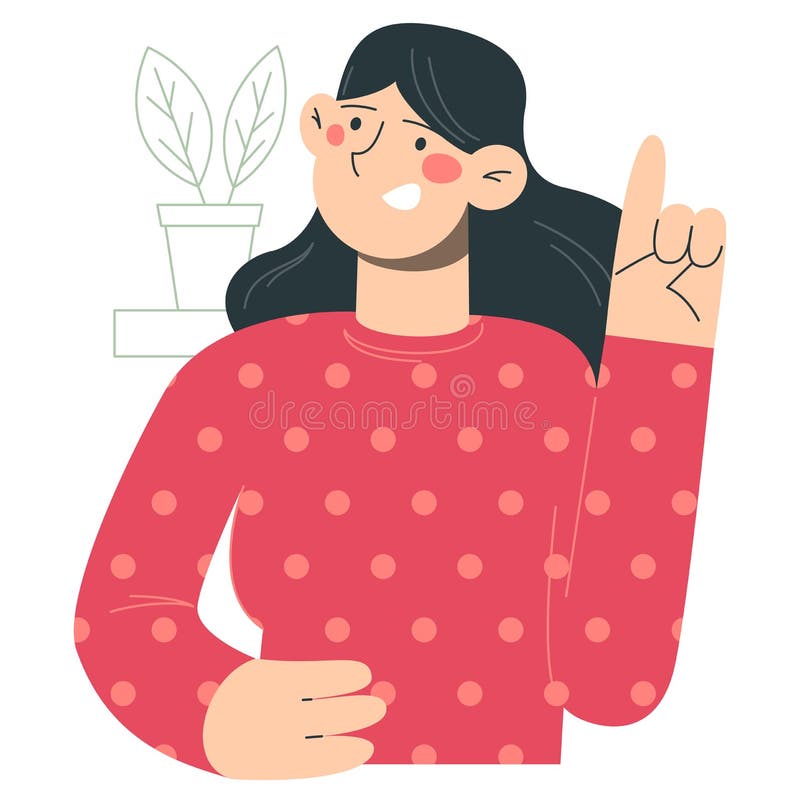 Woman Who Pays Attention To Something. Flat Vector Minimalist ...