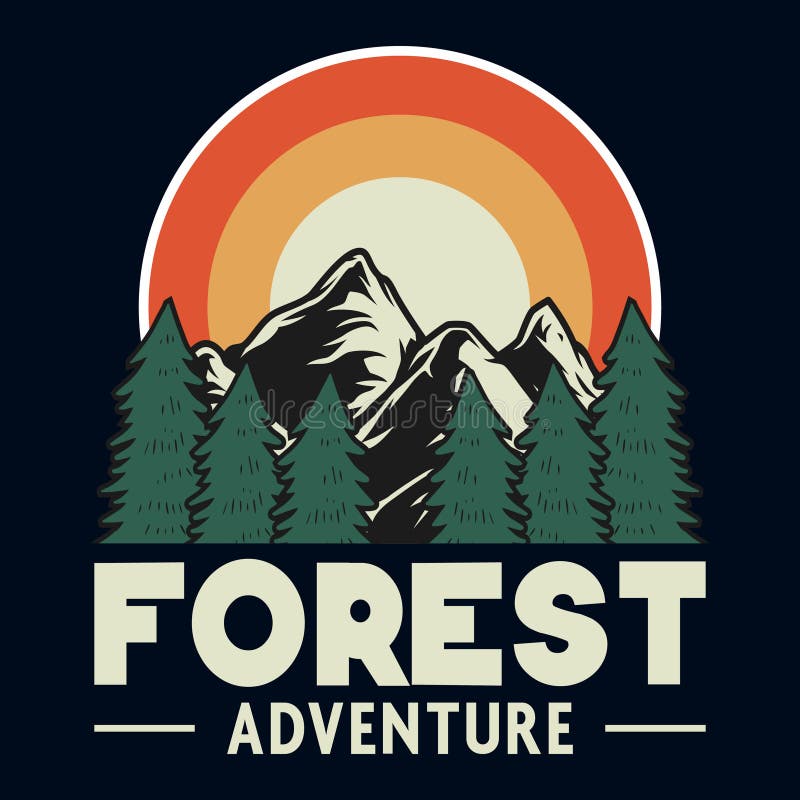 Forest Adventure Emblem Patch Logo Poster Label Vector Illustration ...