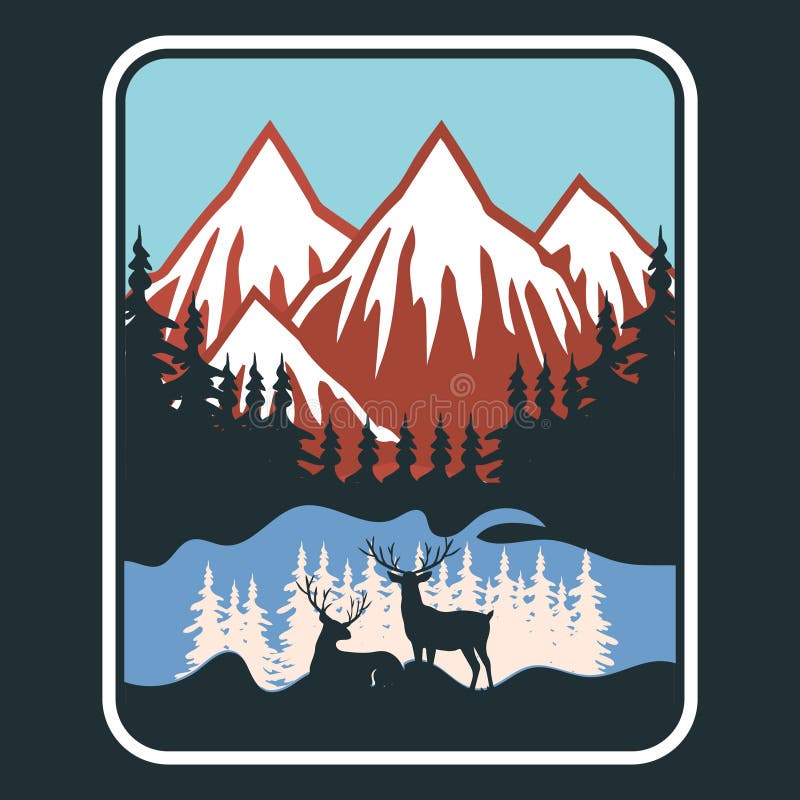 Dear Adventure Emblem Patch Logo Poster Label Vector Illustration Retro ...