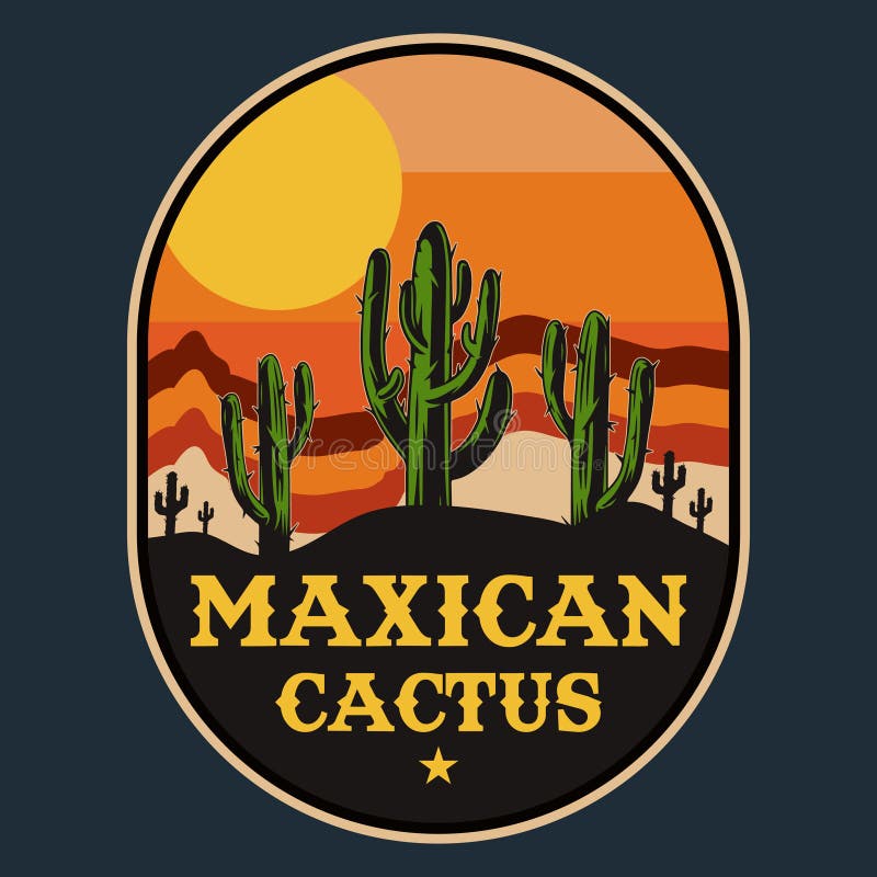 Cactus Tree Adventure Emblem Patch Logo Poster Label Vector ...
