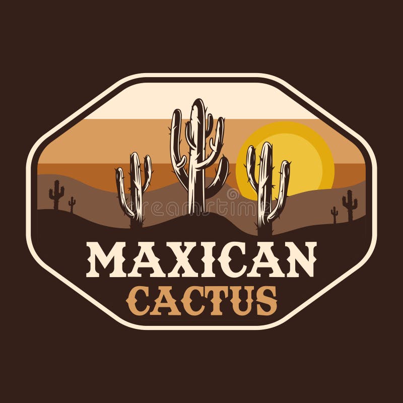 Cactus Tree Adventure Emblem Patch Logo Poster Label Vector ...