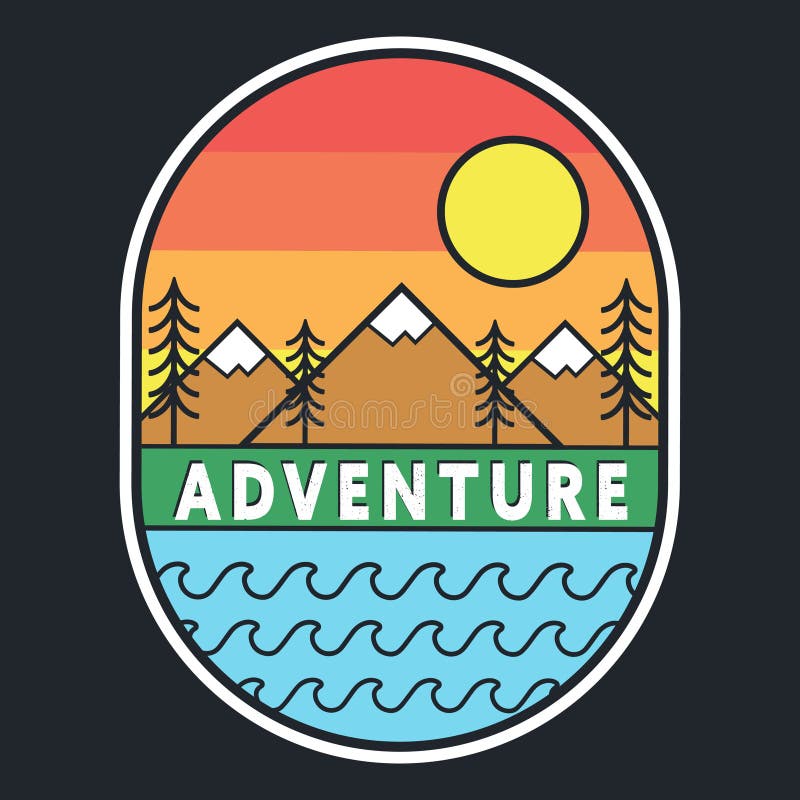 Mountain Outdoor Adventure Emblem Patch Logo Poster Label Vector ...