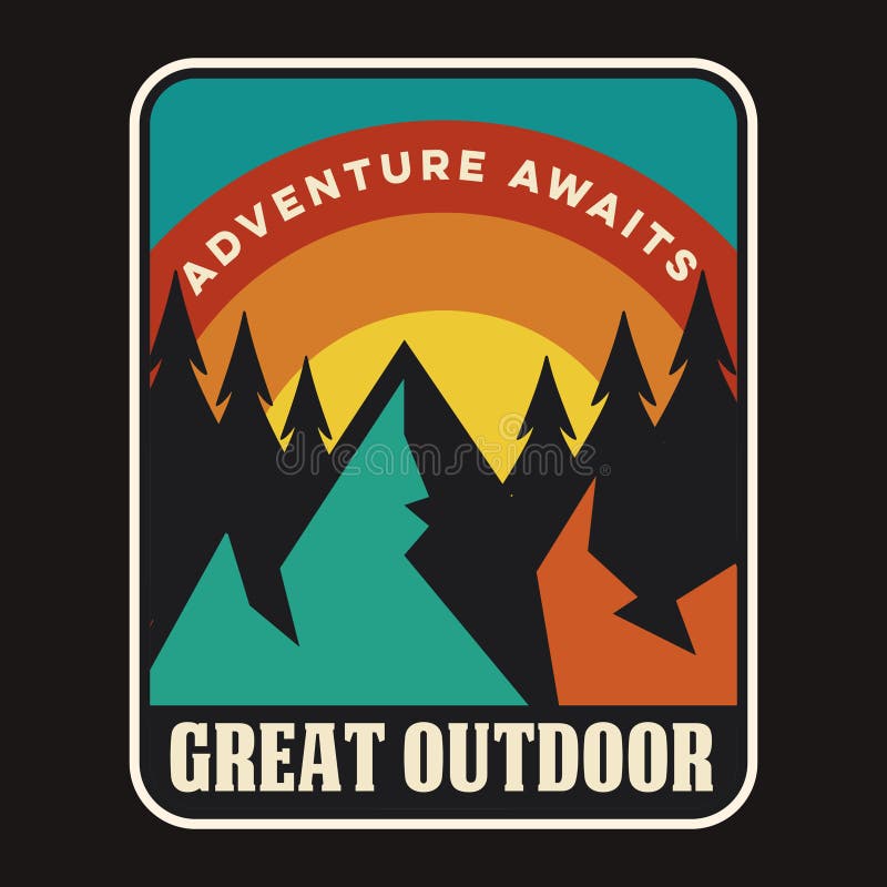Mountain Outdoor Adventure Emblem Patch Logo Poster Label Vector ...